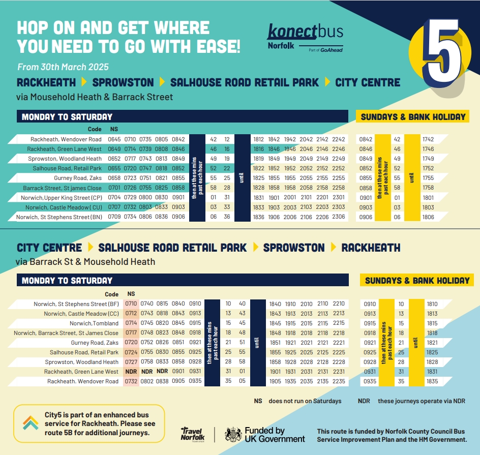 Konectbus City5 - Rackheath to Norwich City Centre - konectbus